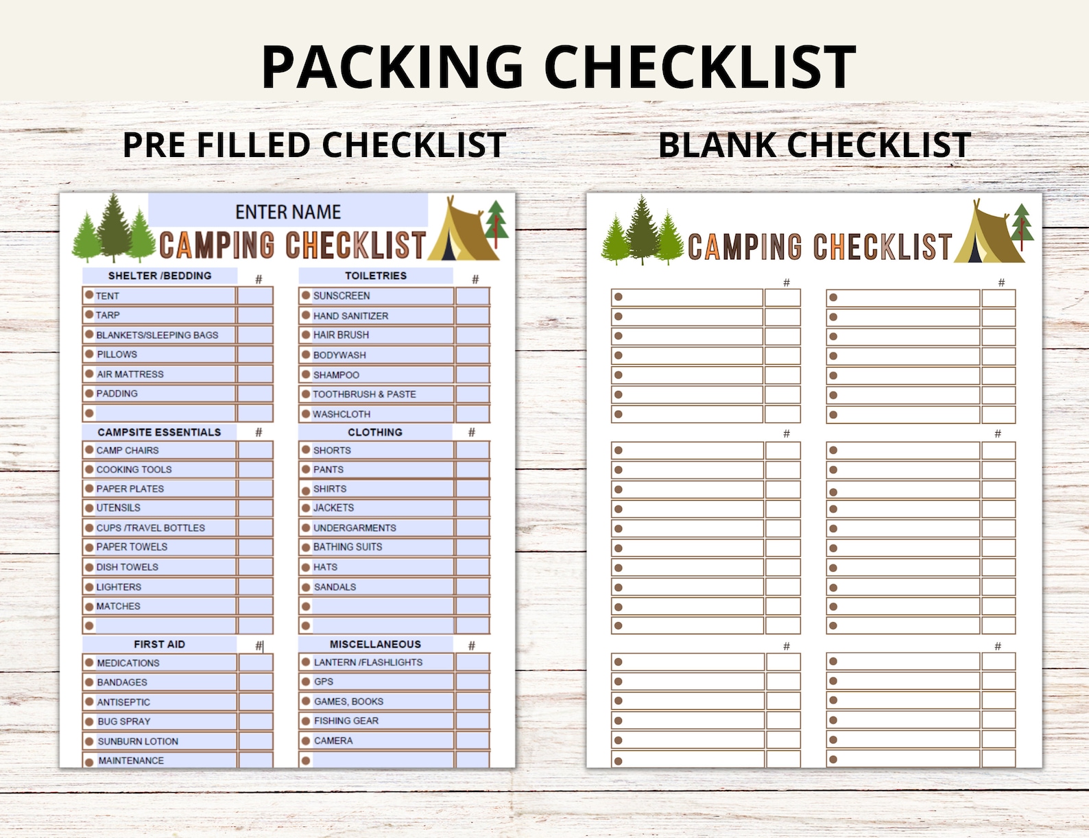 Editable Camping Packing List, Camping Trip Packing Checklist PDF ...