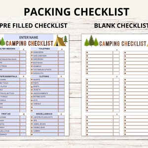 Editable Camping Packing List, Camping Trip Packing Checklist PDF ...