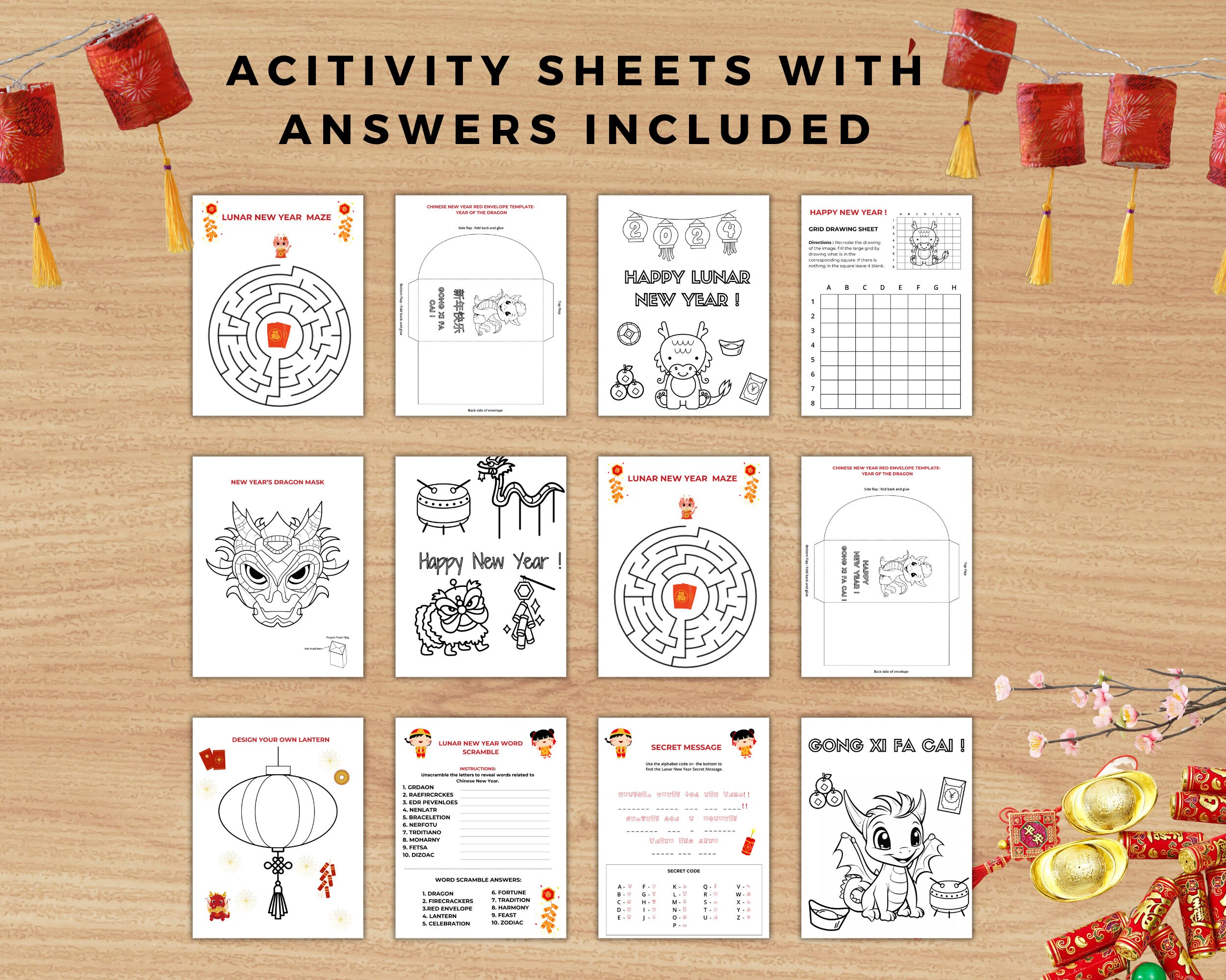 Chinese New Year, Lunar New Year Activity Bundle,activity for Kids ...