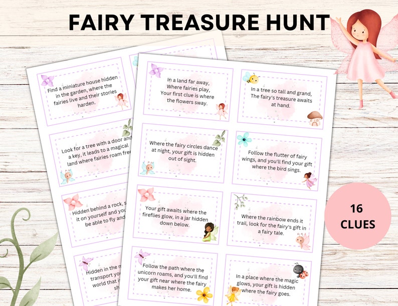 Fairy Birthday Party Scavenger Hunt, Woodland Enchanted Forest Fairy ...