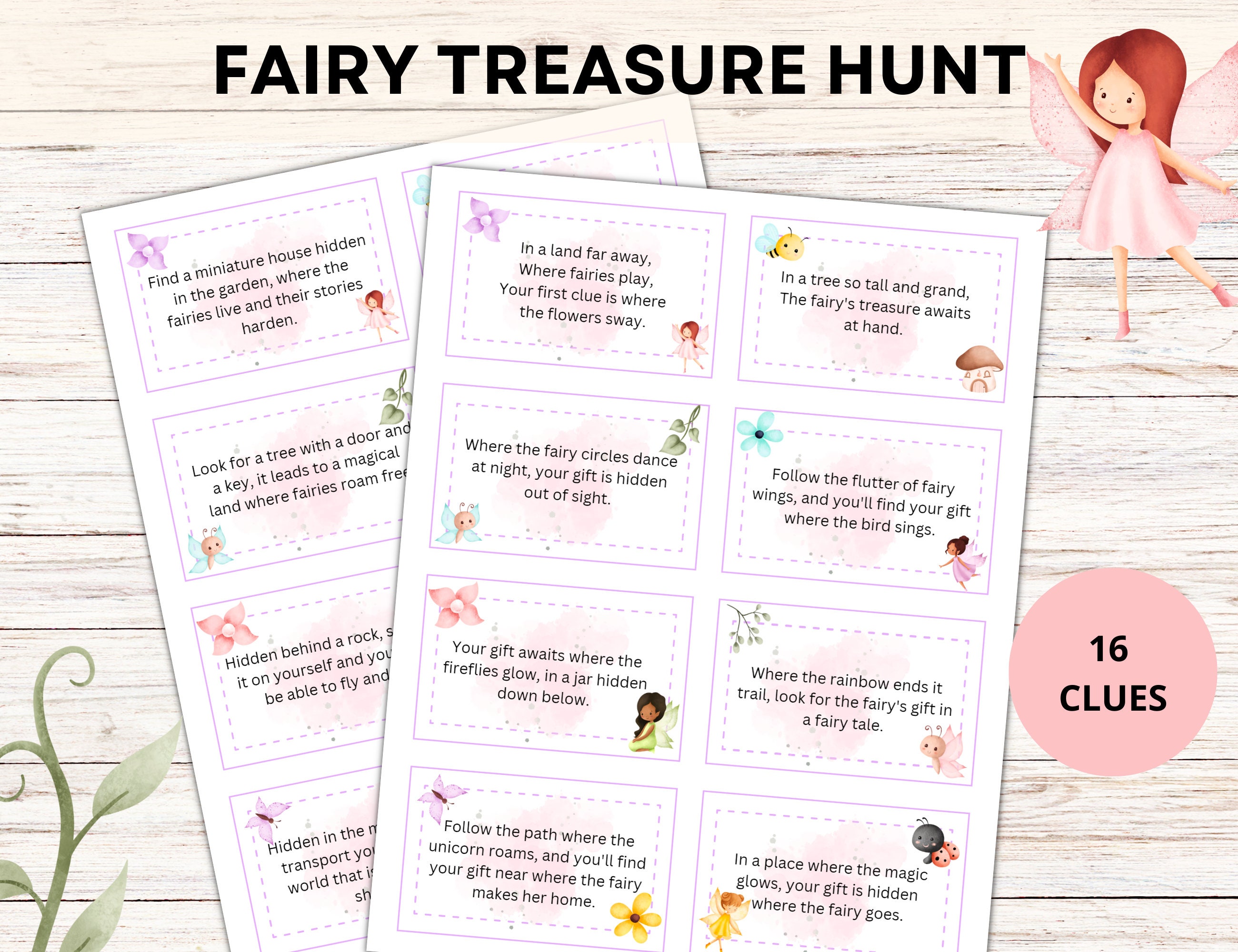 Fairy Birthday Party Scavenger Hunt, Woodland Enchanted Forest Fairy ...