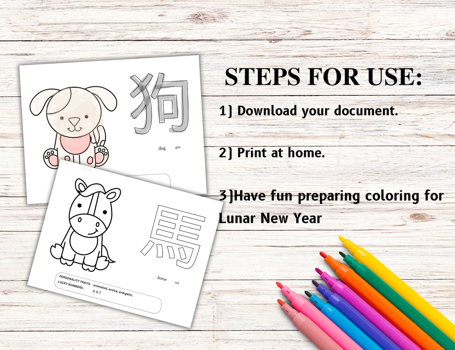 Chinese New Year Zodiac Coloring Pages, Lunar New Year 2025 for Kids ...