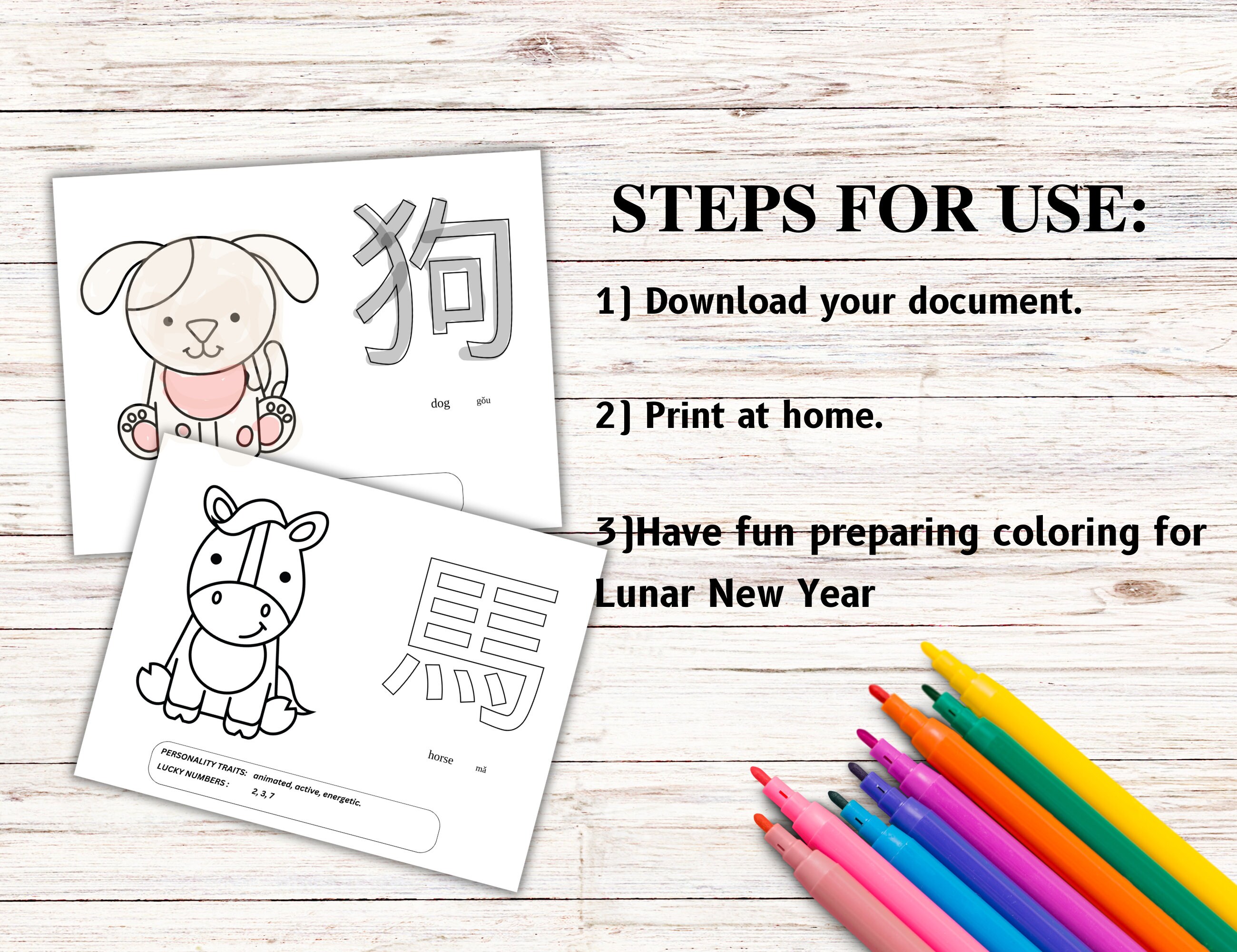 Chinese New Year Zodiac Coloring Pages, Lunar New Year 2025 for Kids ...