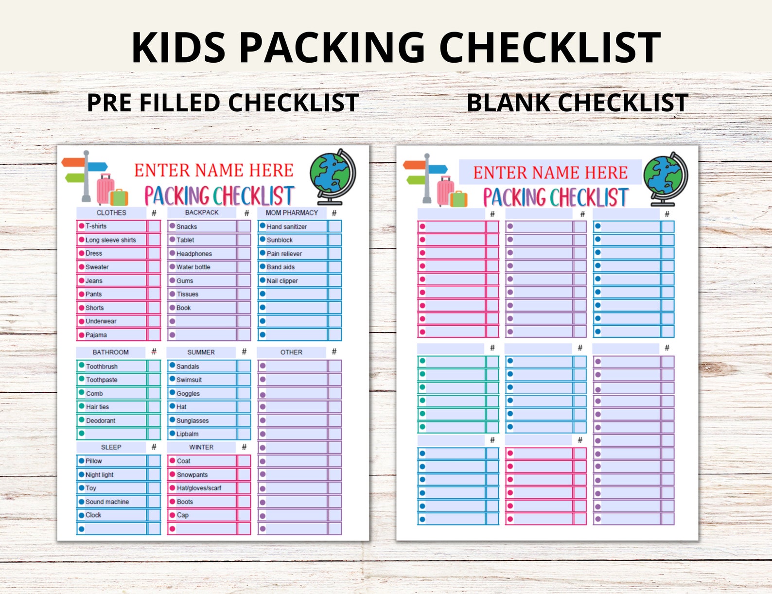 Kids Packing List, Kids Checklist , Vacation Travel Packing List ...
