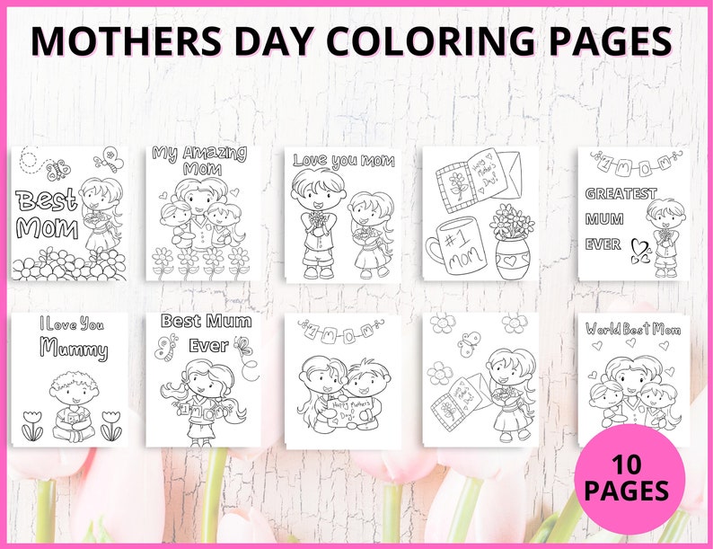 Mothers Day Coloring Pages, Mothers Day Printables, Coloring Book for ...