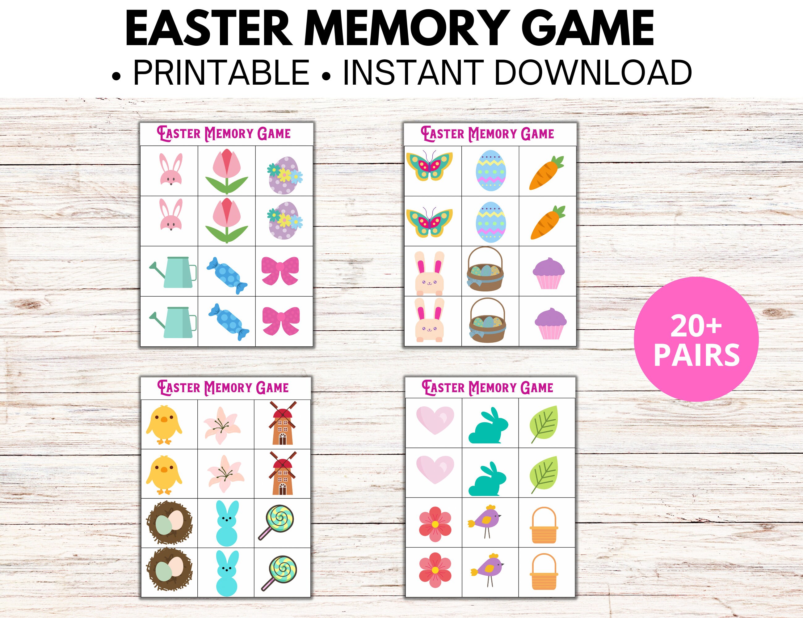 Easter Memory Games Printable, Easter Matching Game for Kids, Easter ...