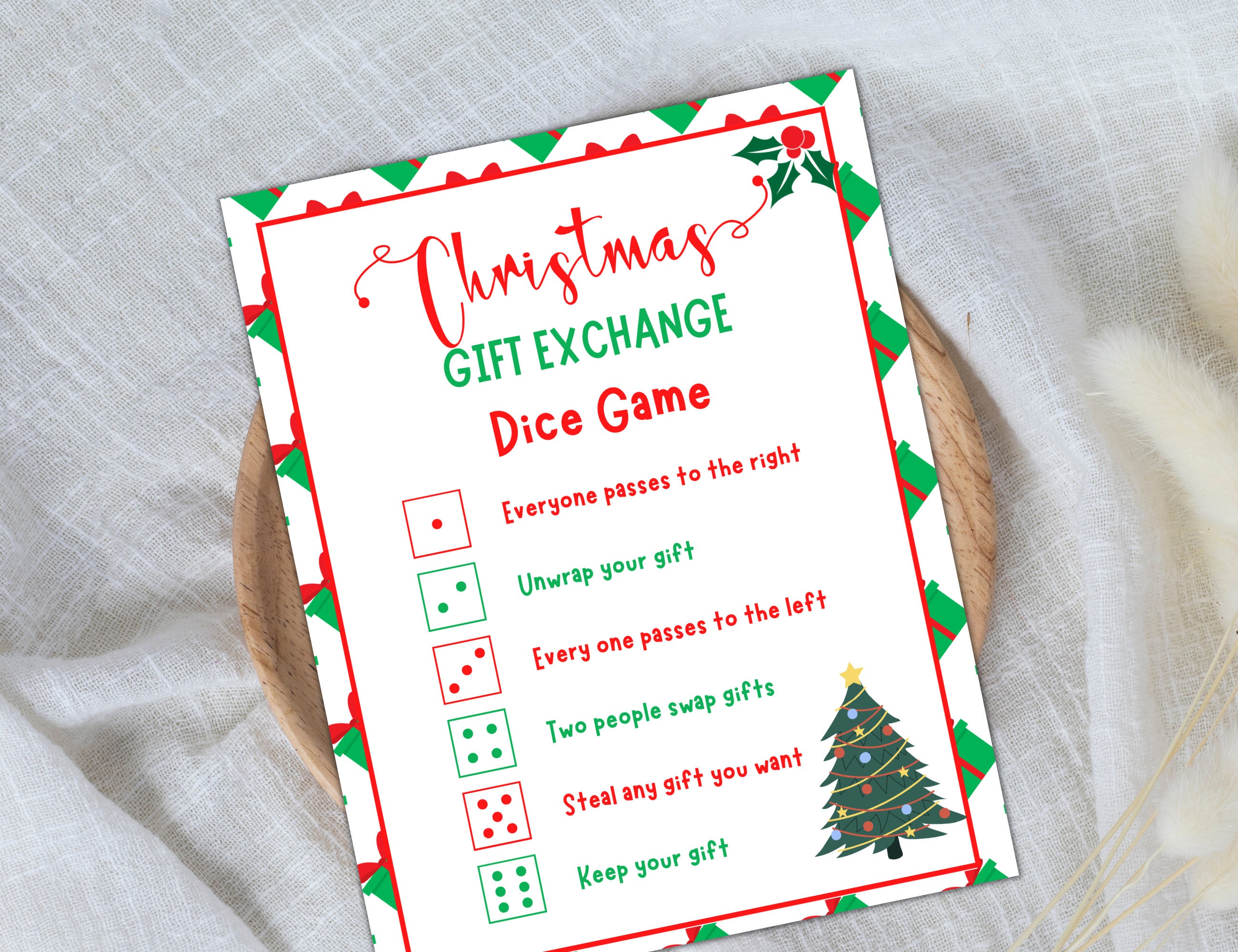 Christmas Gift Exchange Dice Game, Pass the Present Game, Pass the ...