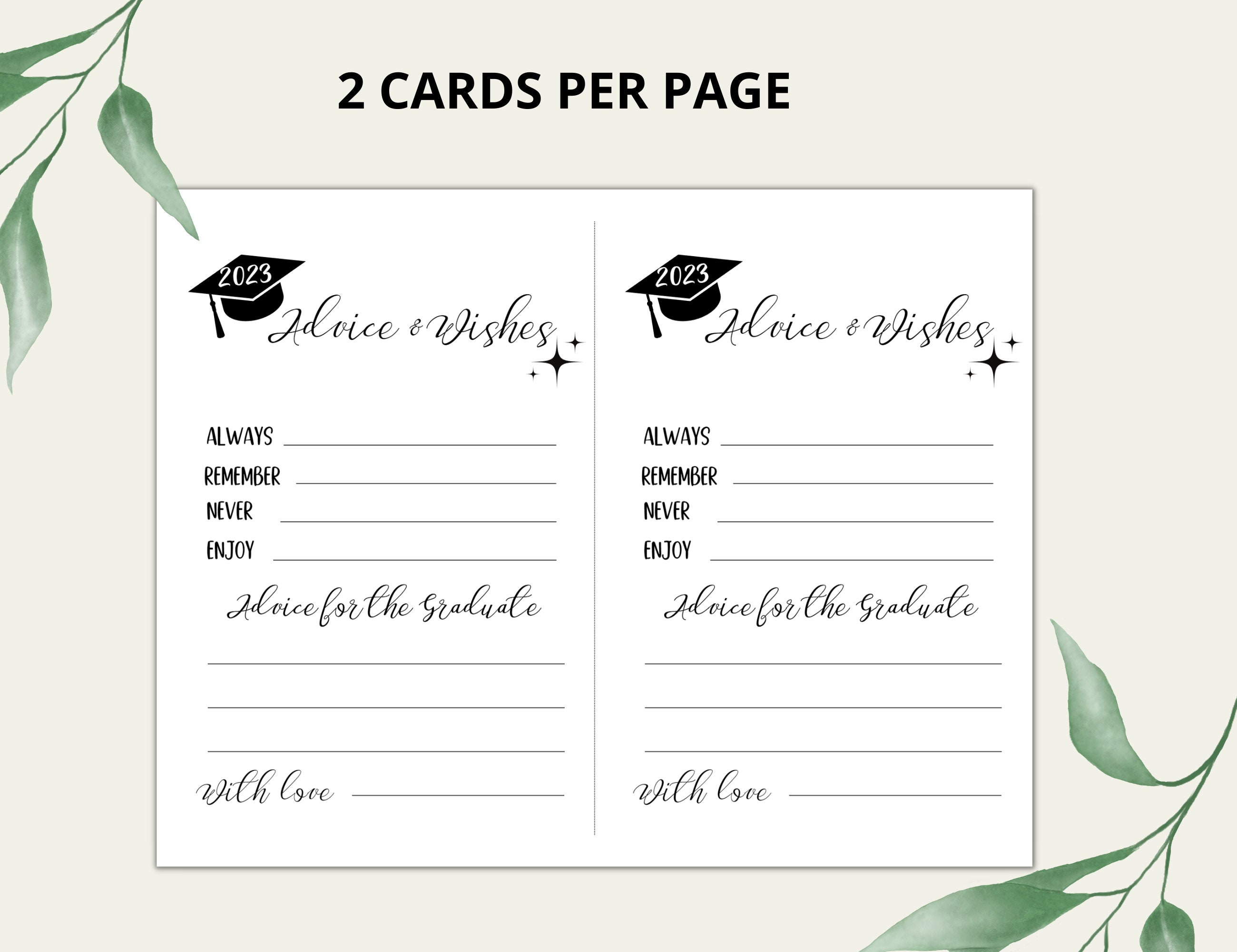 Advice and Wishes Card, Graduation Editable PDF Card, Graduation Party ...