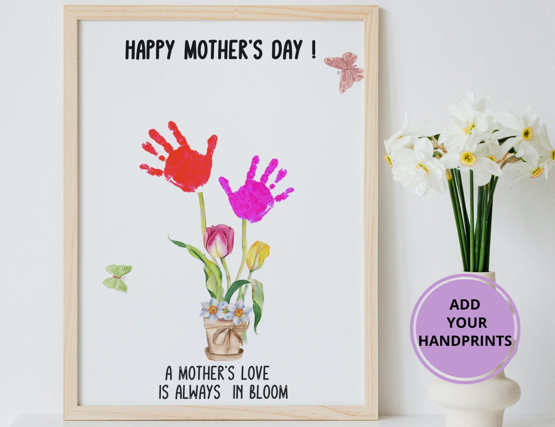 Mothers Day Handprint Flower Craft Art Mother's Day Card From Child ...