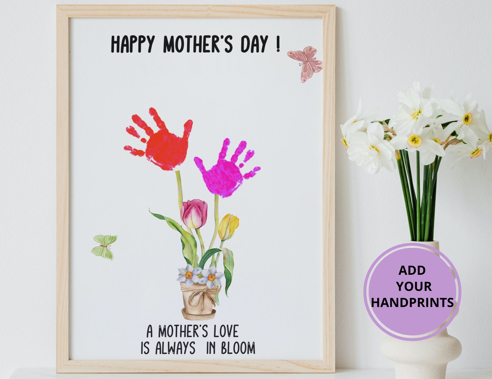 Mothers Day Handprint Flower Craft Art Mother's Day Card From Child ...