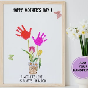 Mothers Day Handprint Flower Craft Art Mother's Day Card From Child ...