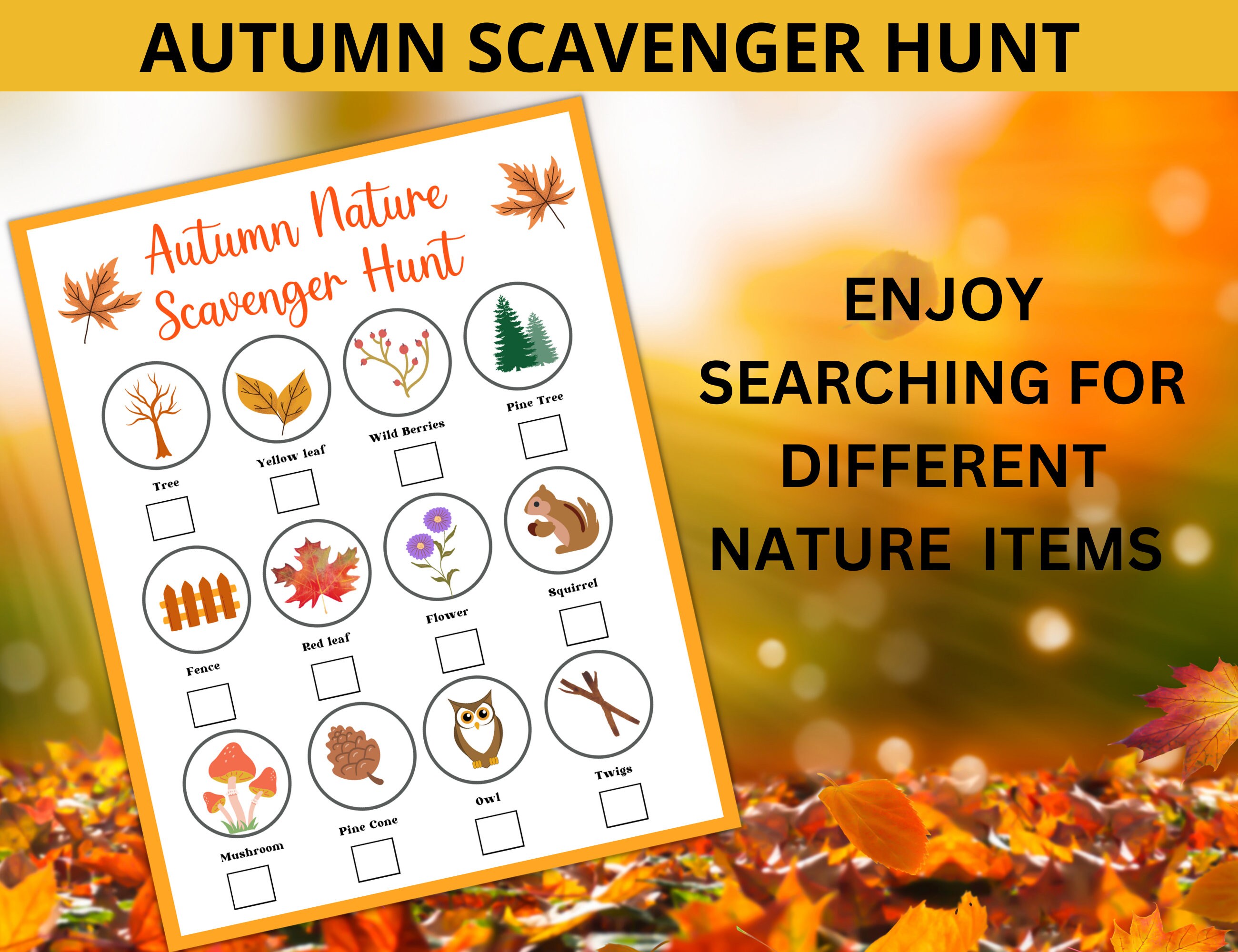 Fall Scavenger Hunt for Kids, Autumn Scavenger Hunt, Nature Walks ...