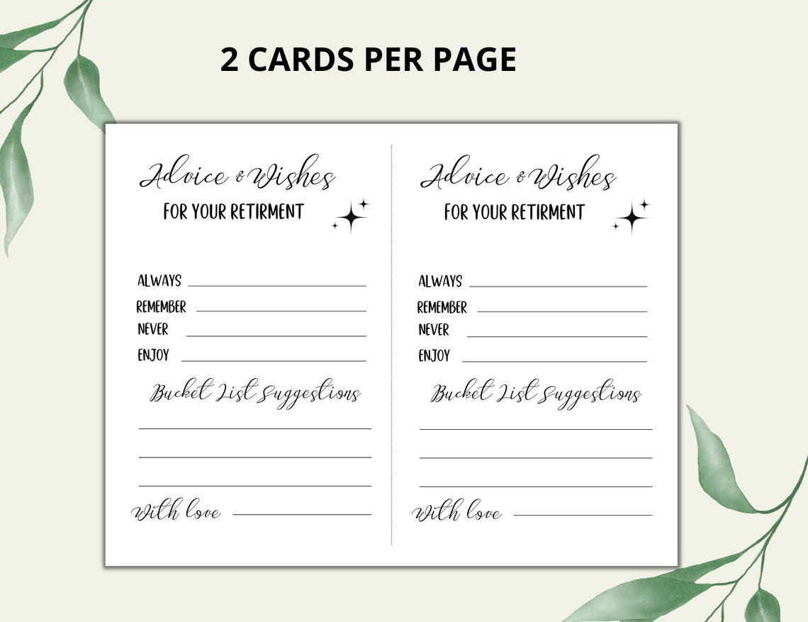 Retirement Advice and Wishes Card Retirement Party Game Idea - Etsy
