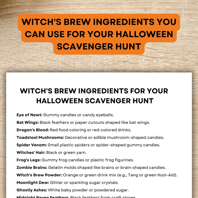 Halloween Scavenger Hunt, Treasure Hunt, Halloween Game for Teens ...