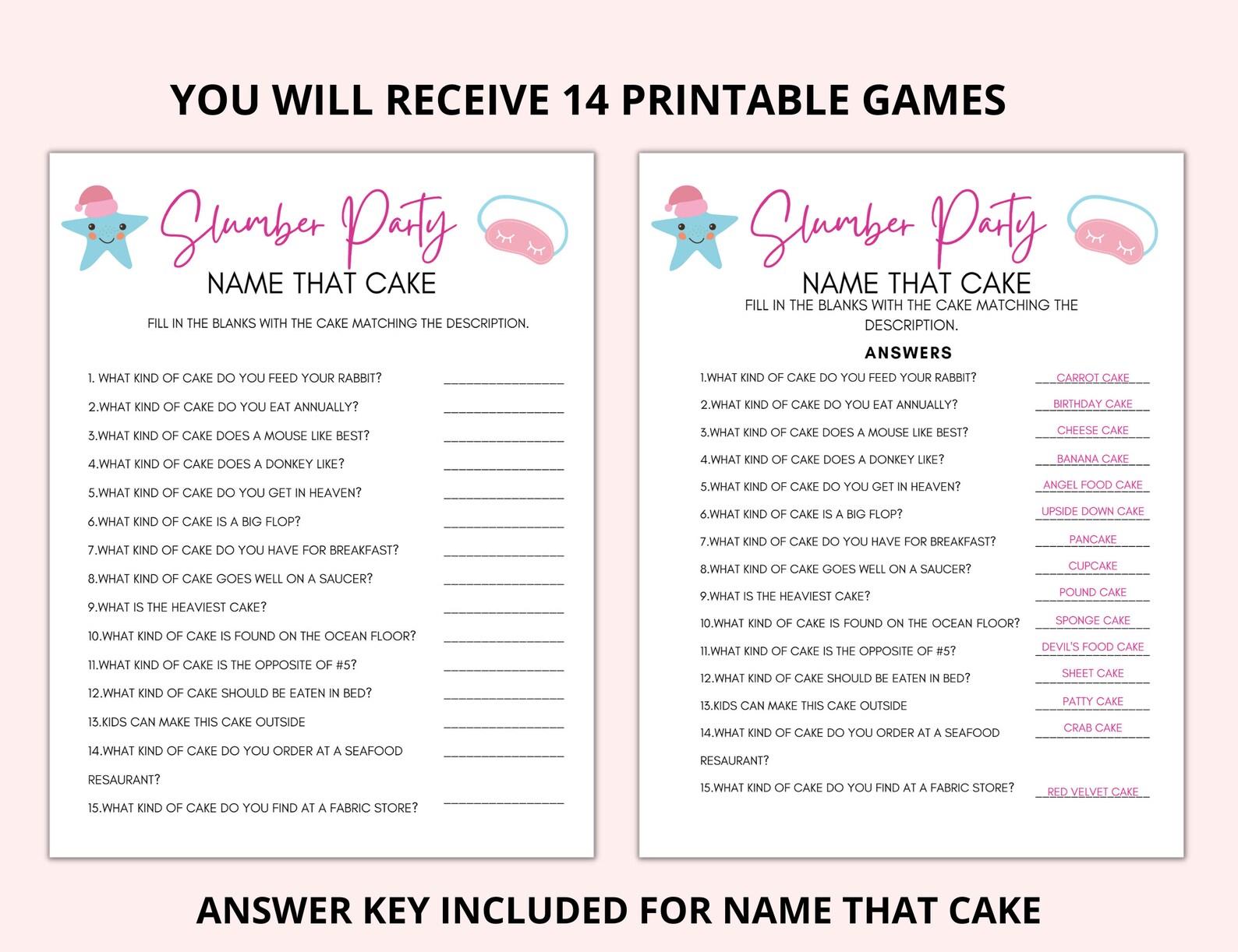 Slumber Party Games Bundle, Sleepover Party Games, Birthday Party Games ...