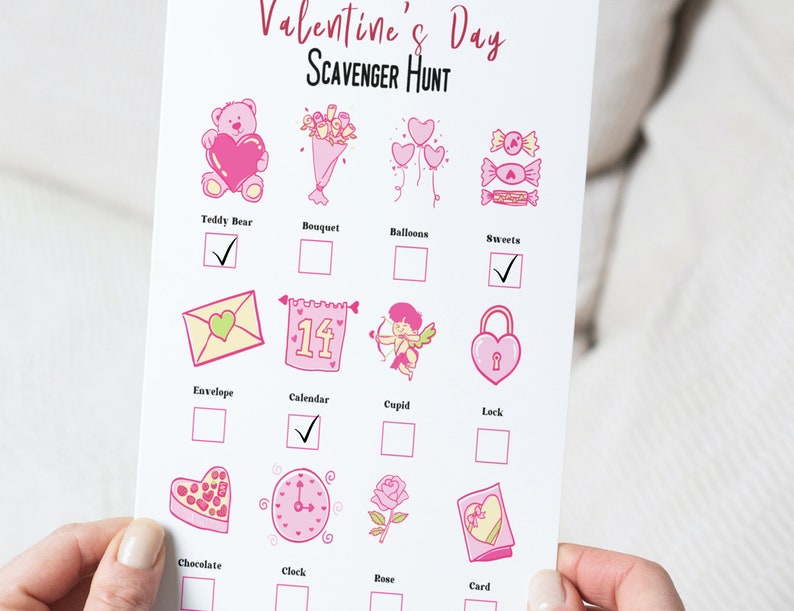 Valentine's Day Scavenger Hunt for Kids, Valentine's Day Treasure Hunt ...