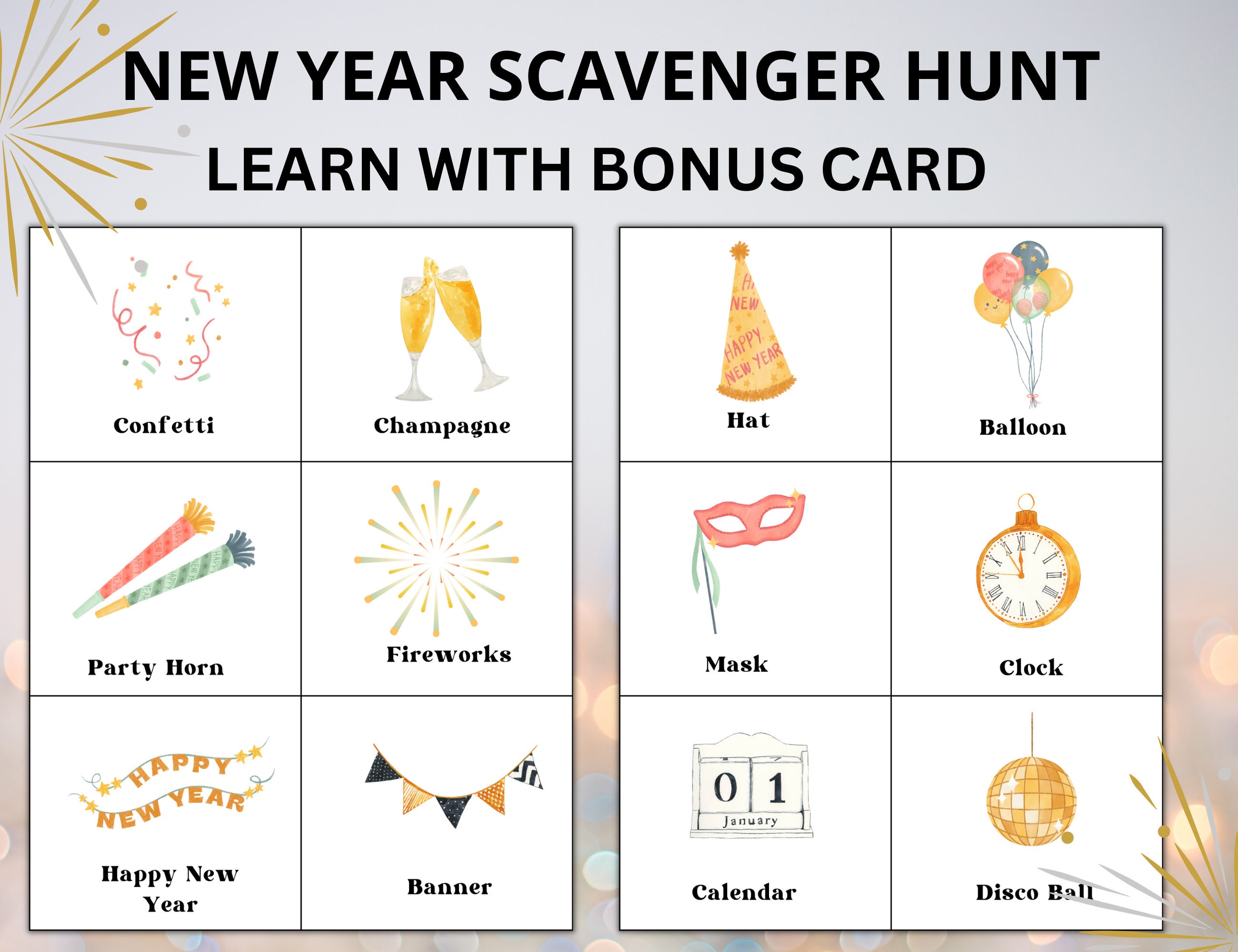 New Year Scavenger Hunt 2022 2023, New Year Party Game for Kids, New ...