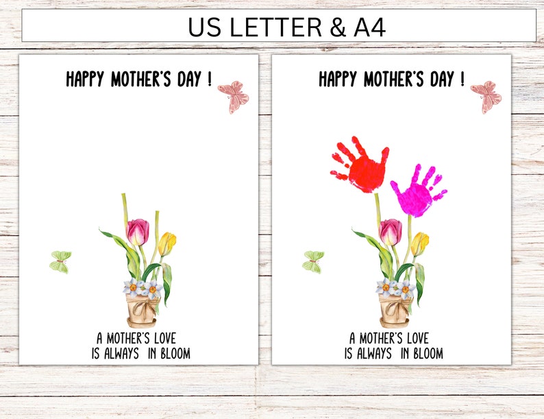 Mothers Day Handprint Flower Craft Art Mother's Day Card From Child ...