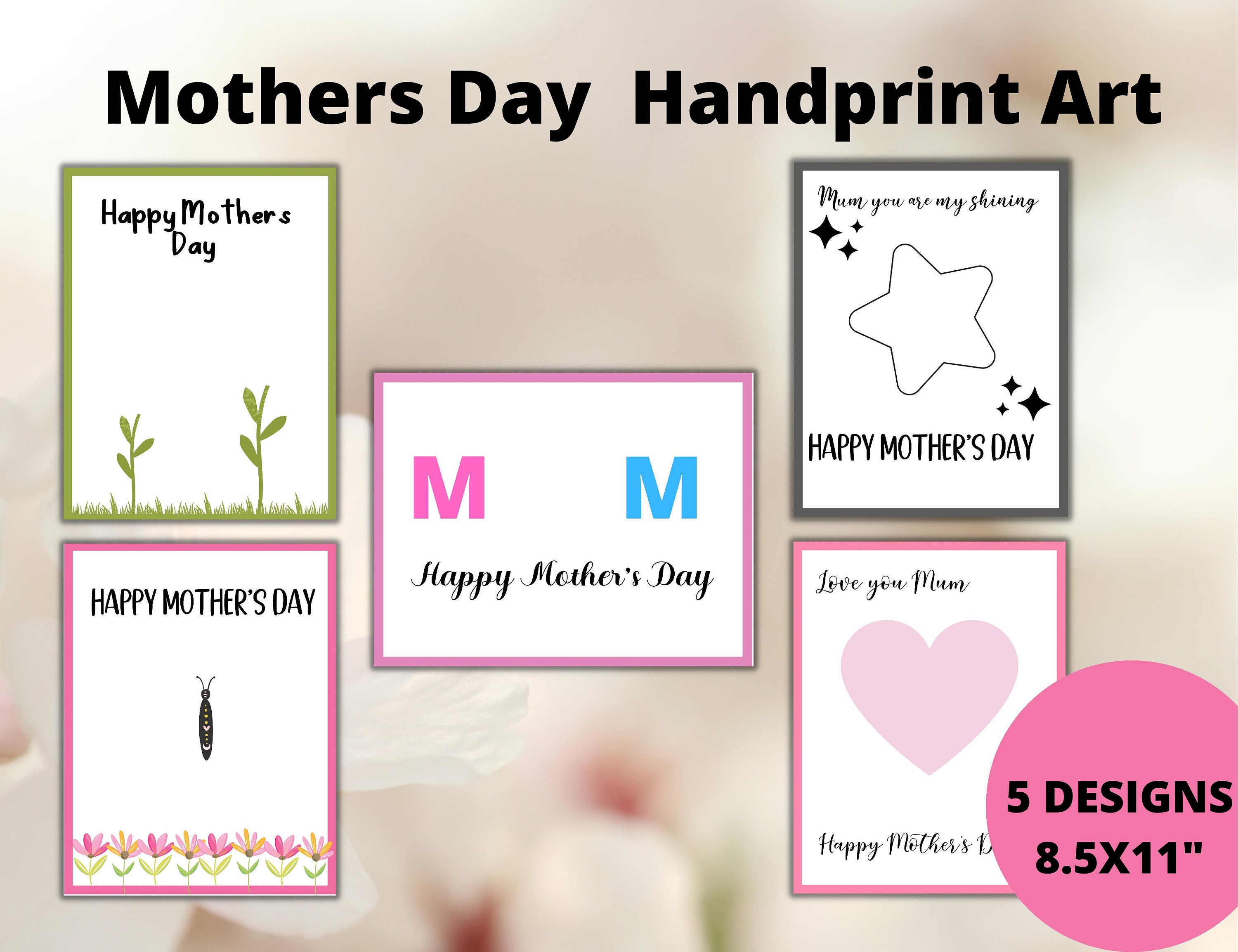 Mothers Day Handprint Printable Art, First Mothers Day Card, Keepsake ...