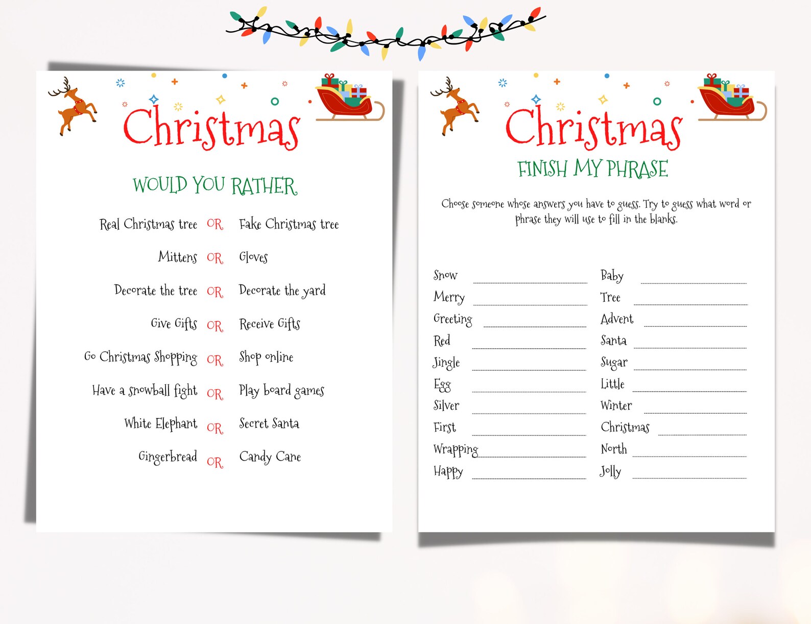 8 Printable Christmas Games Bundle, Office Party Games Printable ...