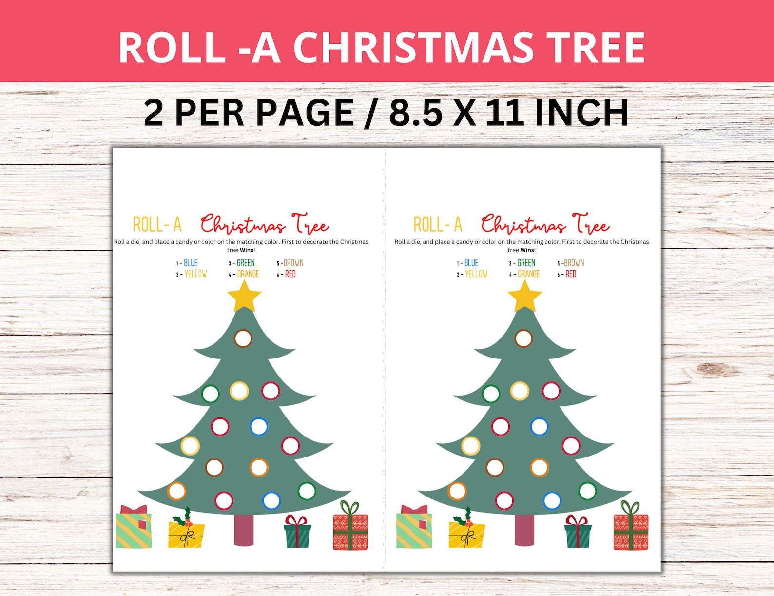 Roll A Christmas Tree Game Printable, Roll A Tree Dice Game, Christmas ...