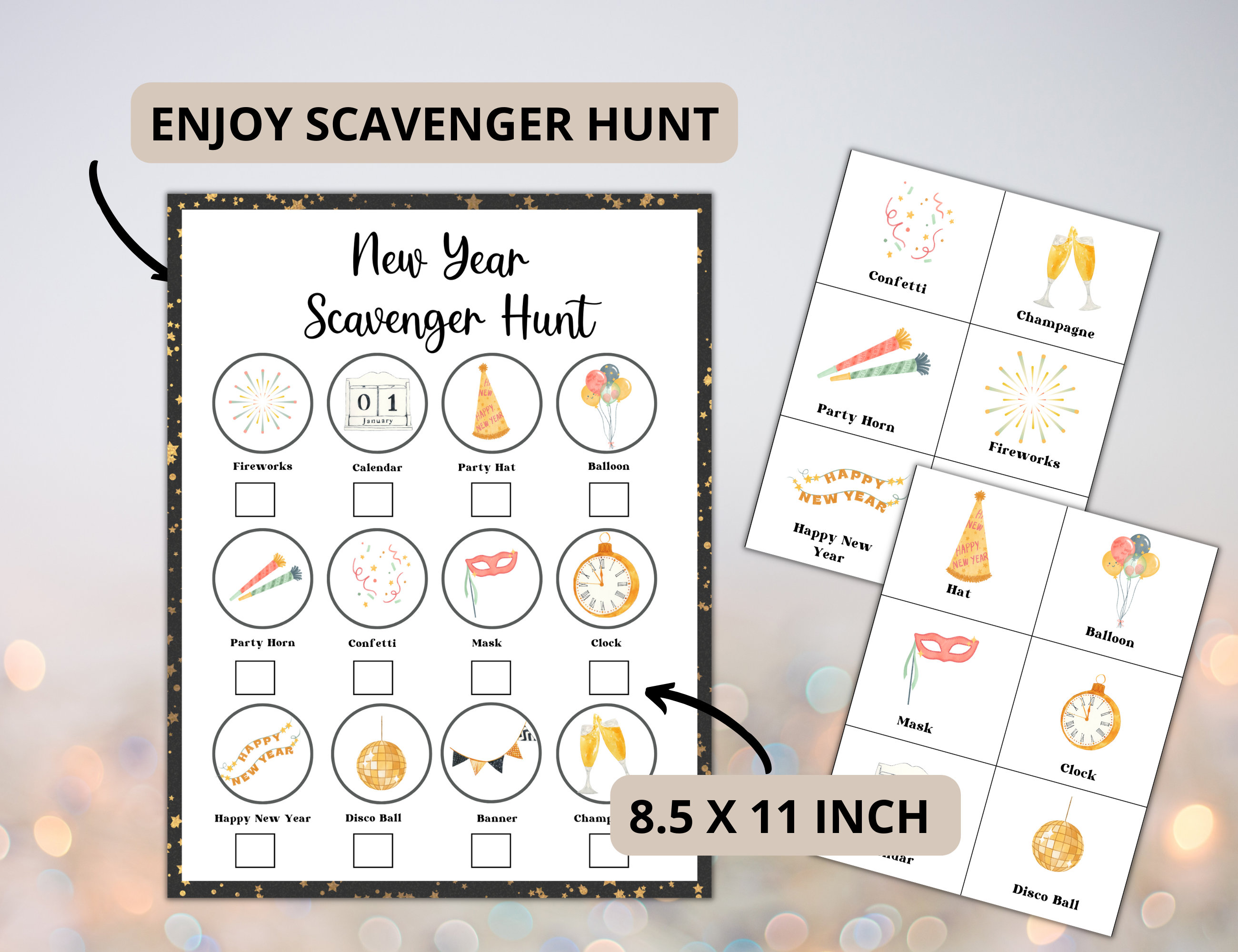 New Year Scavenger Hunt 2022 2023, New Year Party Game for Kids, New ...