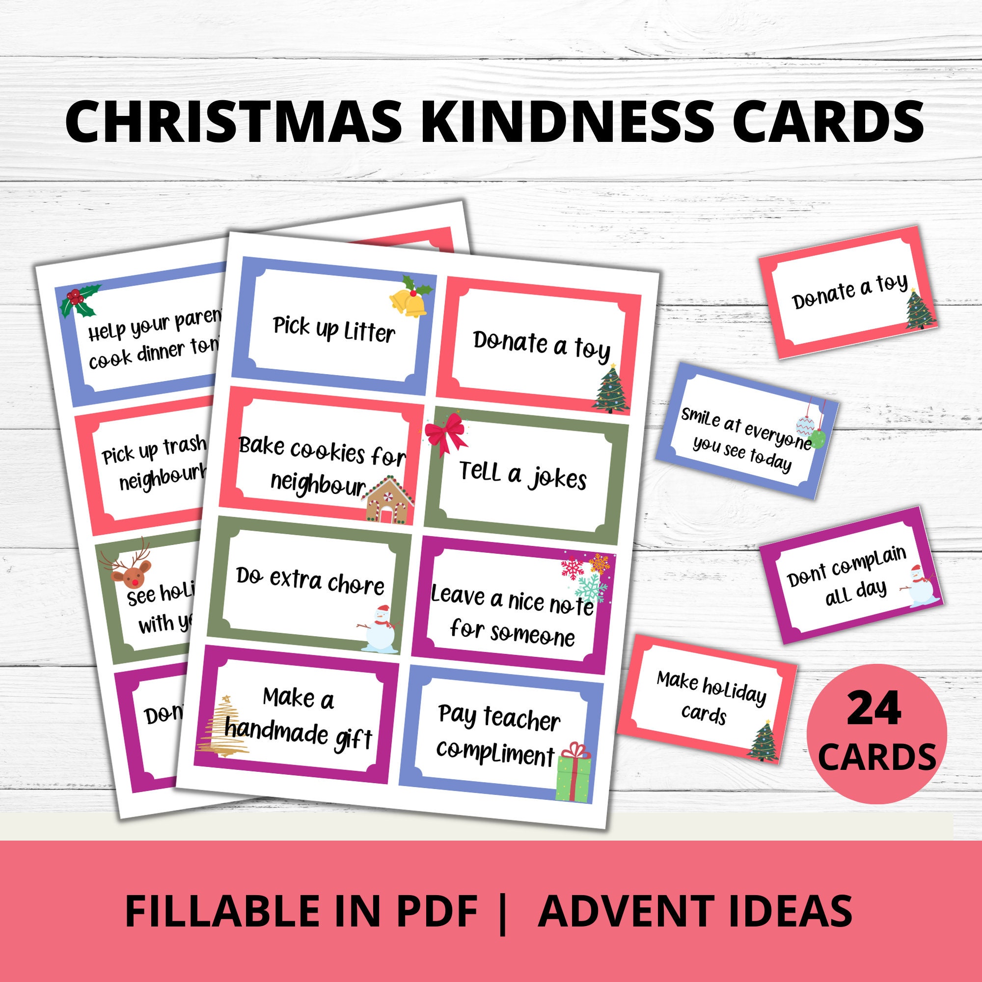 Christmas Kindness Cards, Christmas Countdown, Advent Calendar ...