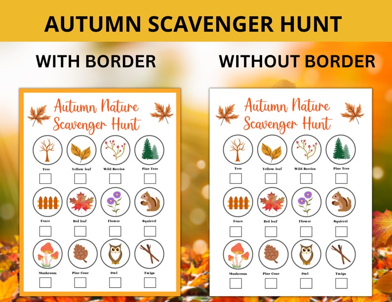 Fall Scavenger Hunt for Kids, Autumn Scavenger Hunt, Nature Walks ...