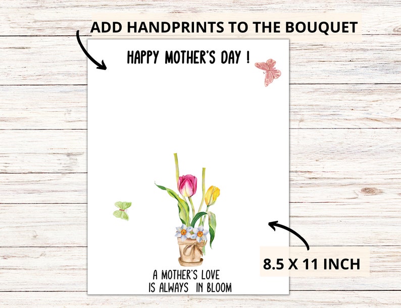 Mothers Day Handprint Flower Craft Art Mother's Day Card From Child ...