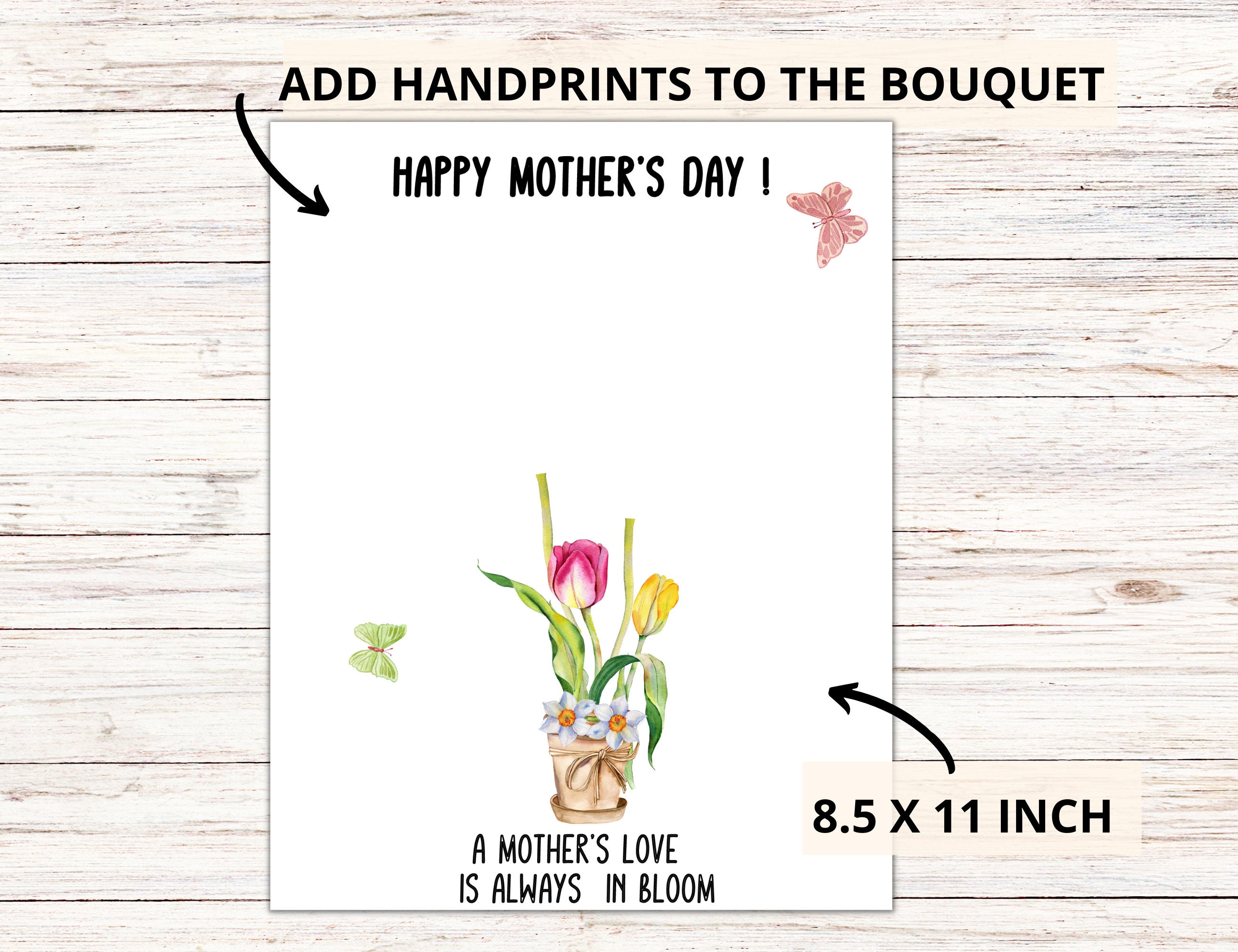Mothers Day Handprint Flower Craft Art Mother's Day Card From Child ...