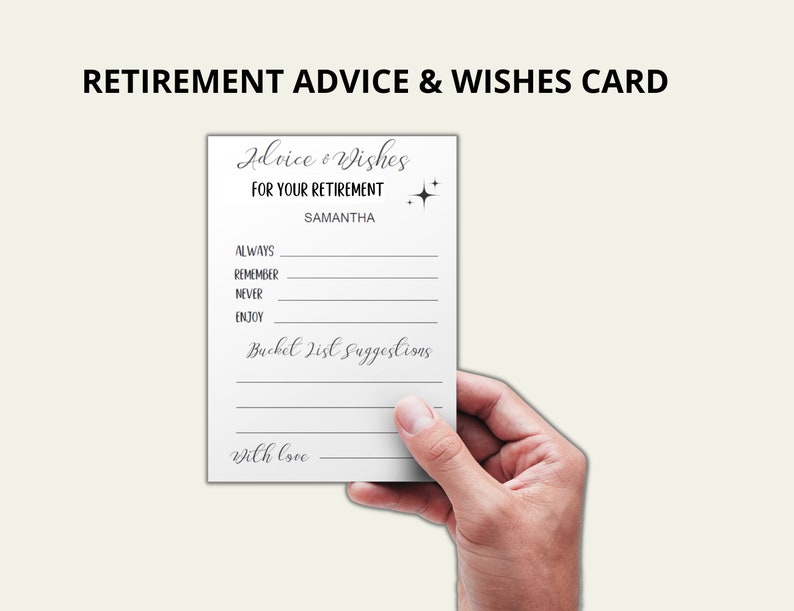 Retirement Advice and Wishes Card, Retirement Party Game Idea, Goodbye ...