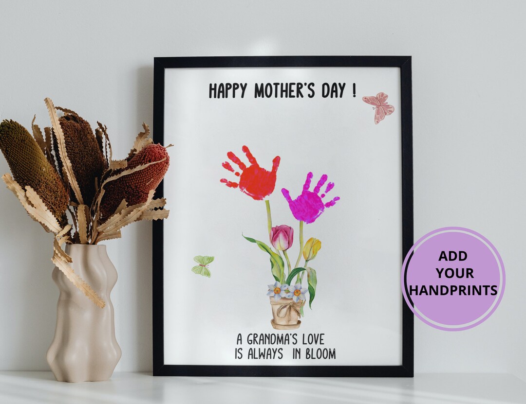 Handprint Flower Craft Art Grandma Gifts From Kids Handprint Art for ...