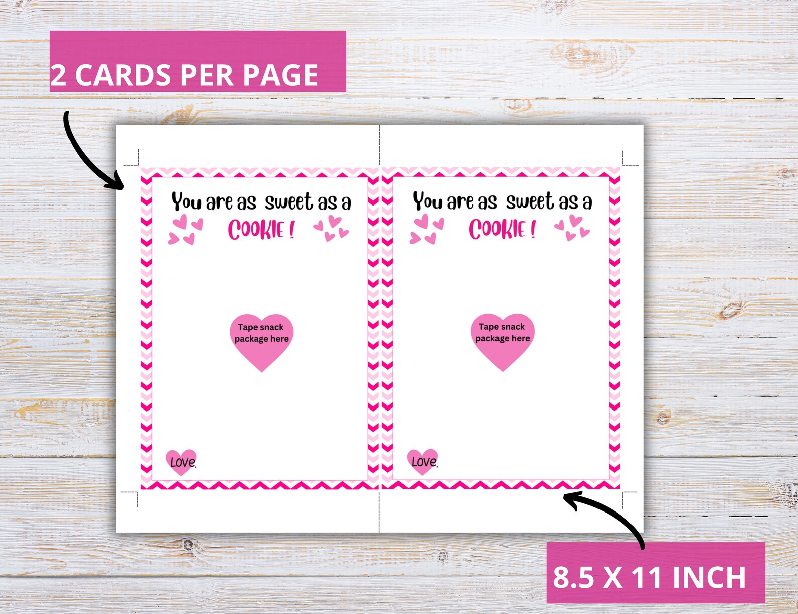 Valentine Day Cookie Snack Card Printable, Classroom Valentines Day ...