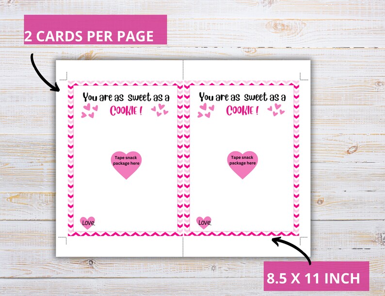 Valentine Day Cookie Snack Card Printable, Classroom Valentines Day ...