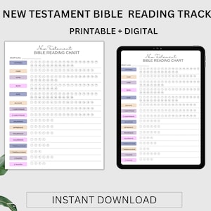 New Testament Reading Chart, Bible Reading Tracker Printable, New ...