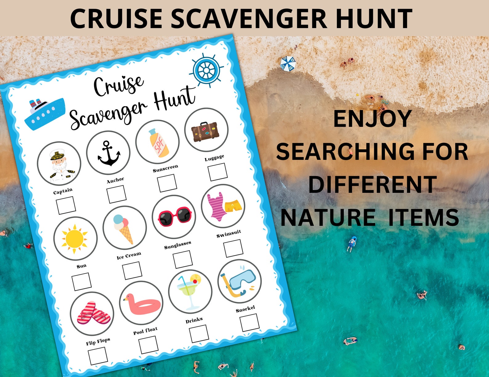 Cruise Scavenger Hunt Printable for Kids, Cruise Essentials, Cruise ...
