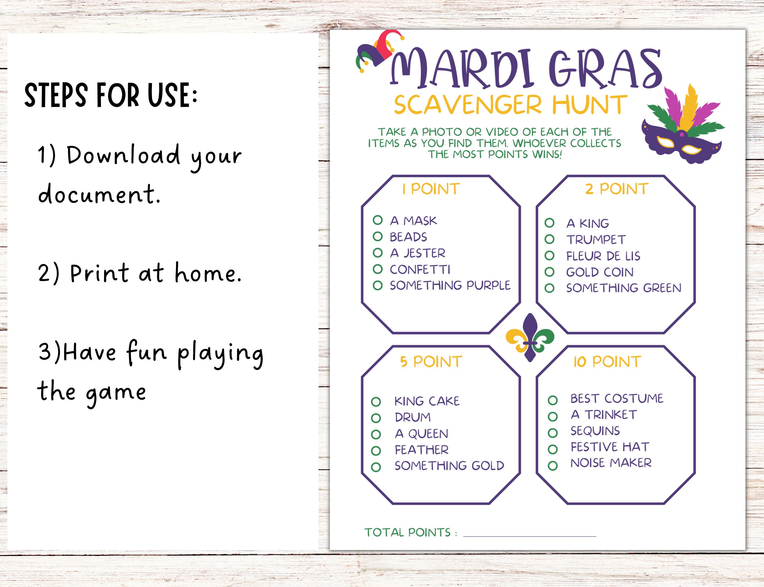 Mardi Gras Photo Scavenger Hunt, Carnival Tuesday Treasure Hunt, Shrove ...