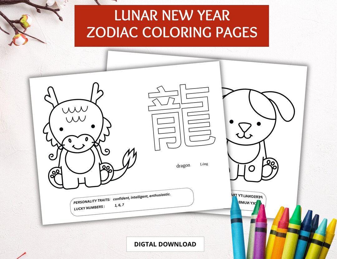 Chinese New Year Zodiac Coloring Pages, Lunar New Year 2025 for Kids ...