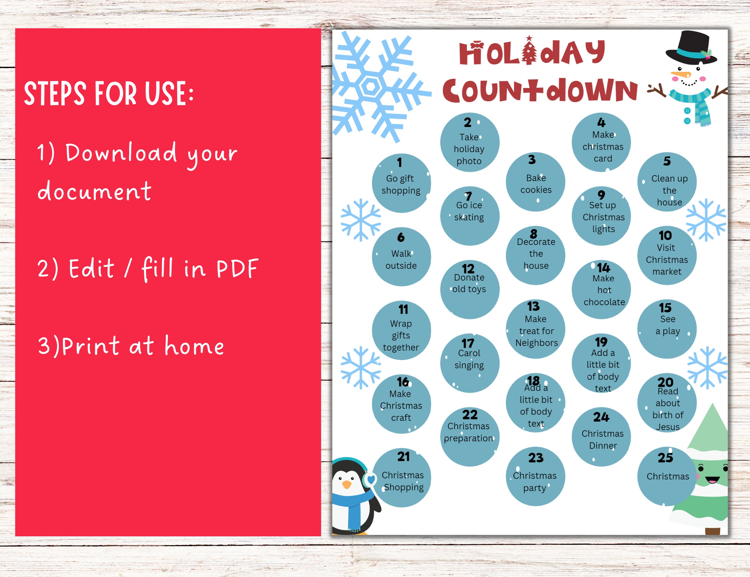 Christmas Countdown Printable, Printable Advent Activities, Advent ...