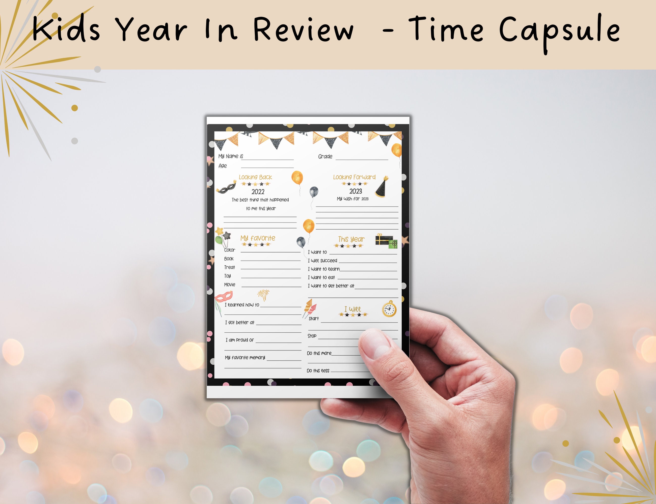 New Years Resolution 2023 Printable, Kids Time Capsule Printable, Kids ...