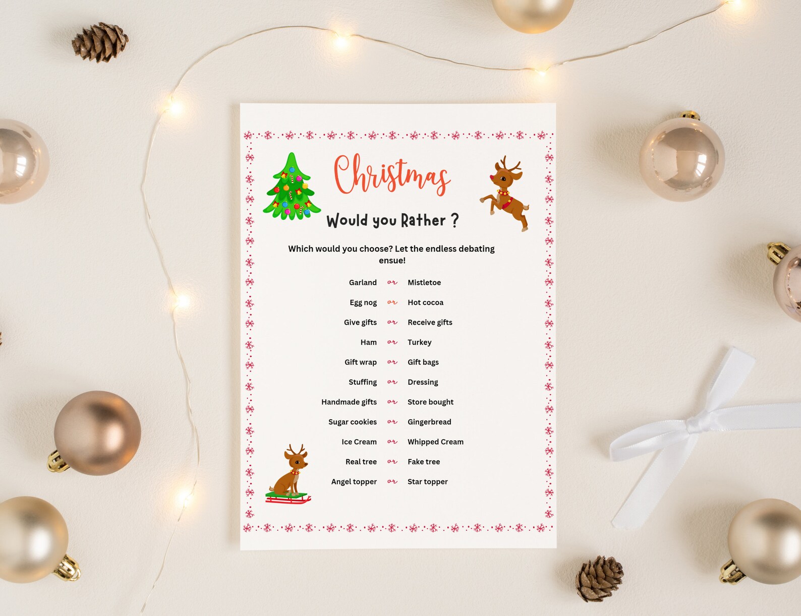 Christmas Would You Rather Game for Kids, Christmas Activity for Kids ...