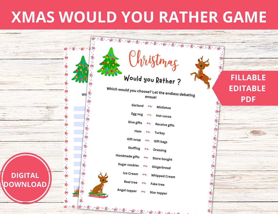 Christmas Would You Rather Game for Kids, Christmas Activity for Kids ...