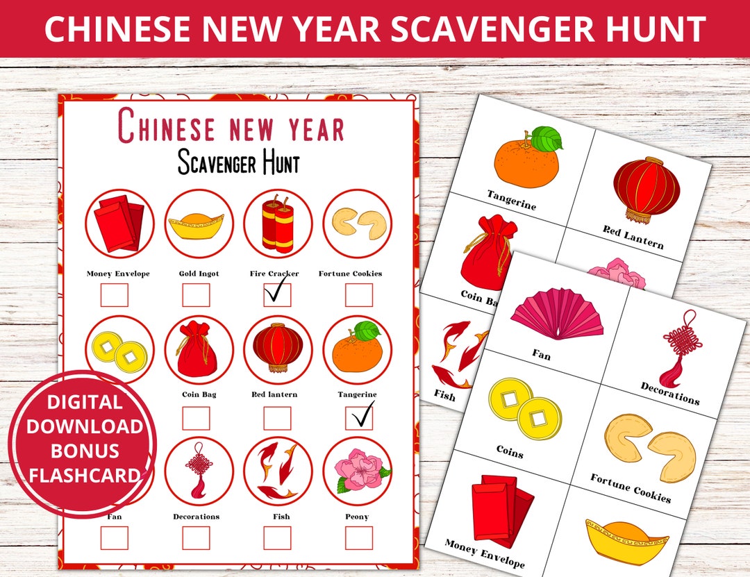 Chinese New Year Scavenger Hunt for Kids, Lunar New Year Scavenger Hunt ...