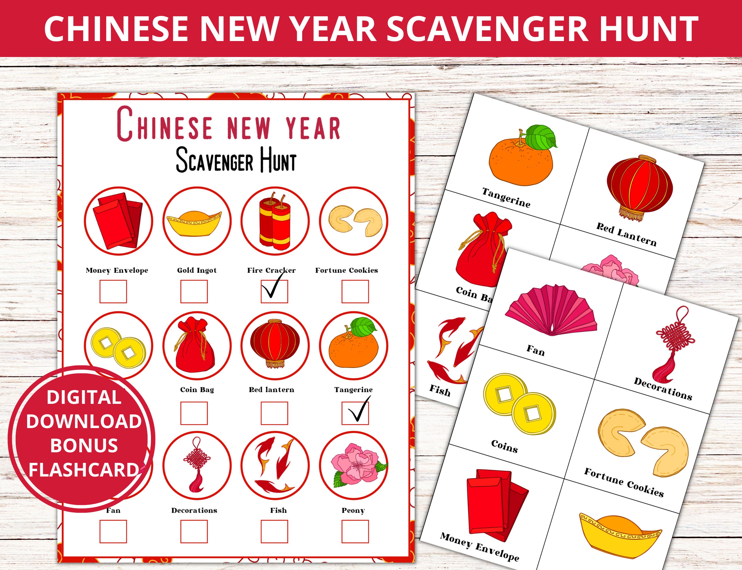 Chinese New Year Scavenger Hunt for Kids, Lunar New Year Scavenger Hunt ...