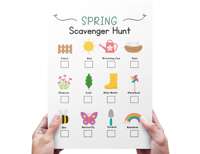Spring Outdoor Scavenger Hunt for Kids, Treasure Hunt for Kids, Outdoor ...