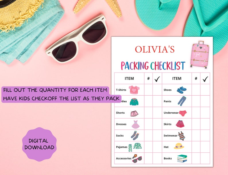 Kids Packing List, Kids Checklist , Vacation Travel Packing List ...