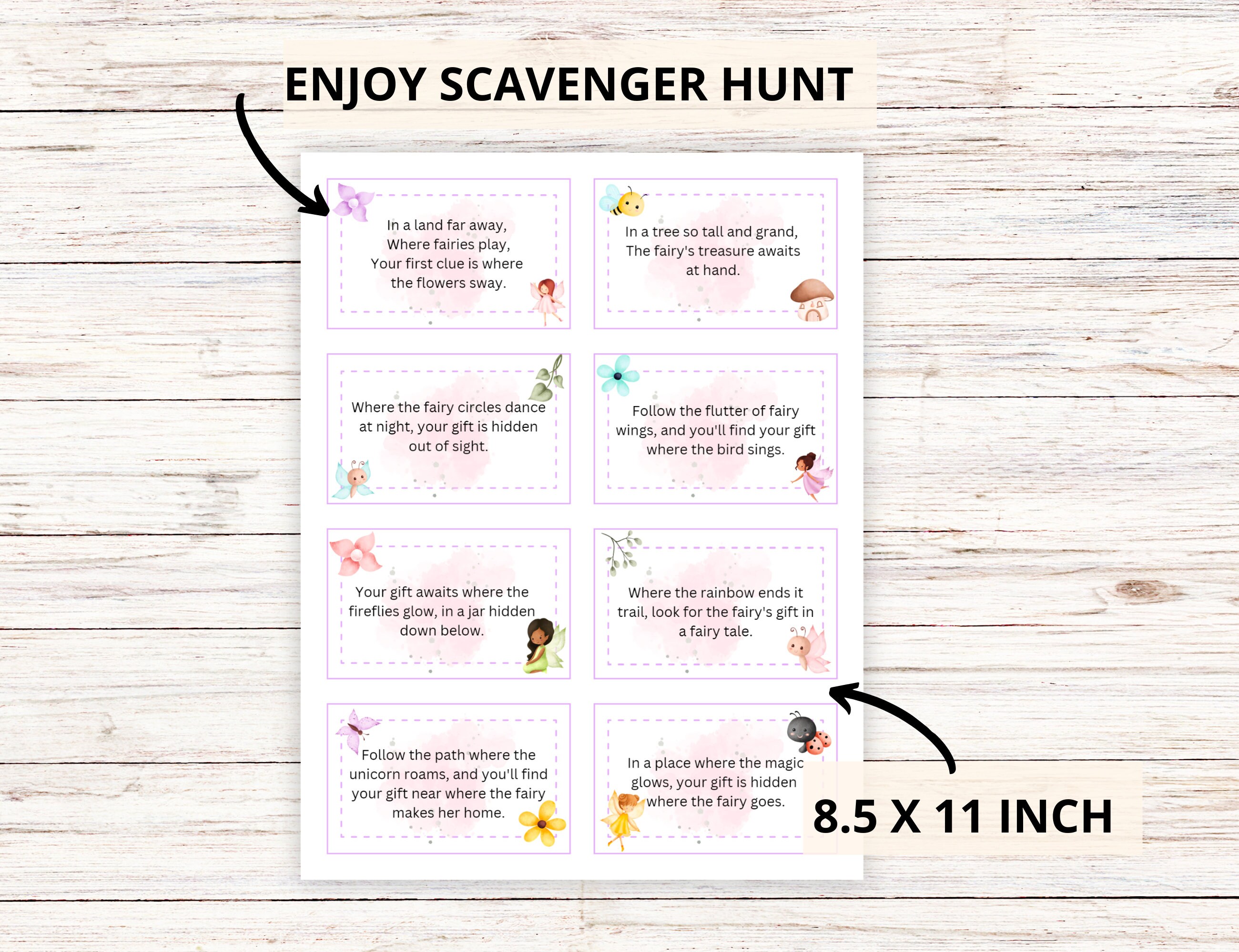 Fairy Birthday Party Scavenger Hunt, Woodland Enchanted Forest Fairy ...