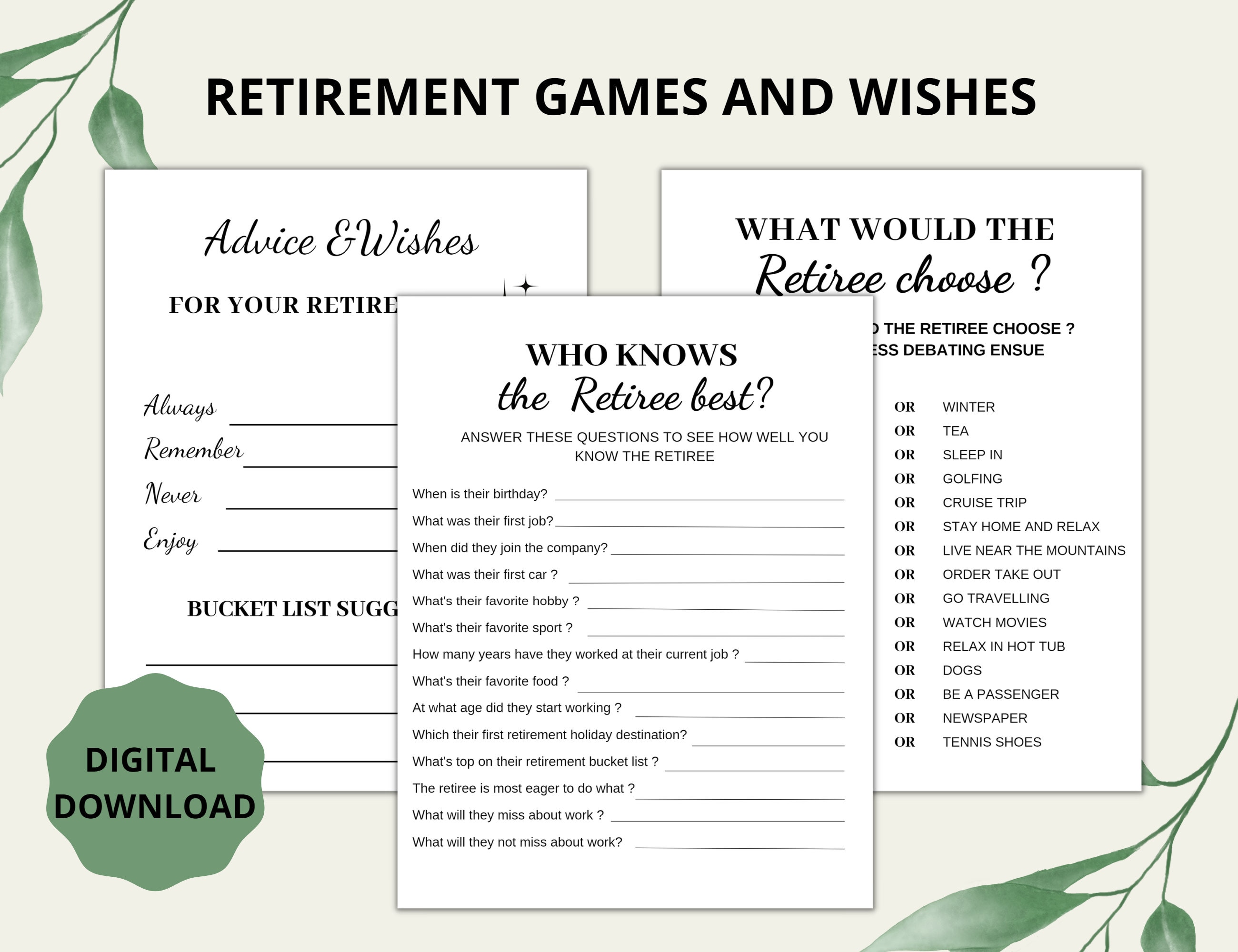 Retirement Party Games Printable, Who Knows the Retiree the Best Game ...
