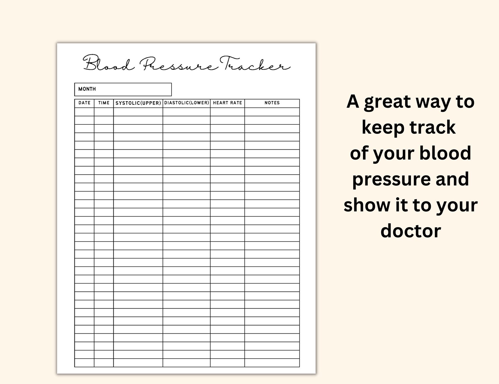 Blood Pressure Log Printable, Editable Blood Pressure Tracker, Daily ...