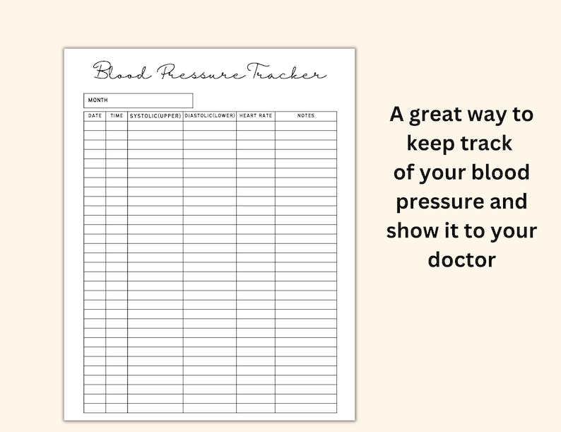 Blood Pressure Log Printable, Editable Blood Pressure Tracker, Daily ...